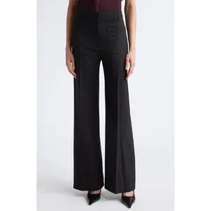 Victoria Beckham Alina High Waist Stretch Flare Pants - Black