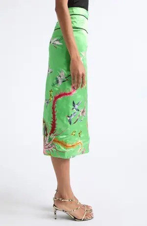 CONNER IVES Demi-couture Reconstituted Embroidered Silk Wrap Skirt
