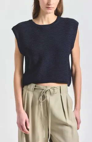 Derek Lam 10 Crosby Vivienne Cap Sleeve Sweater - Navy