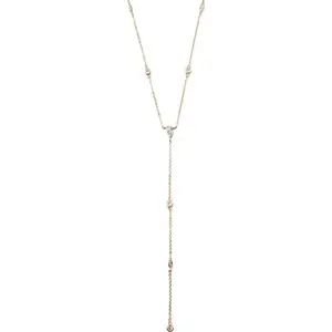 Argento Vivo Cubic Zirconia Station Y-necklace - Gold