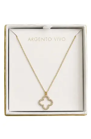 Argento Vivo Open Clover Pendant Necklace With Cubic Zirconia