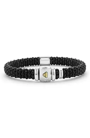 Lagos Anthem Matte Black Ceramic Caviar Beaded Bracelet