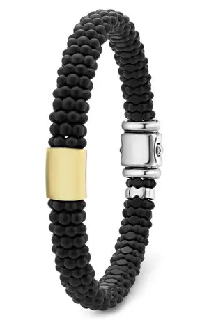 Lagos Anthem Matte Black Ceramic Caviar Beaded Bracelet