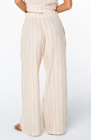 Roxy Offshore Stripe Wide Leg Cotton Pants