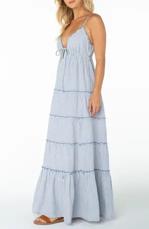 Roxy Starlight Striped Tiered Maxi Dress