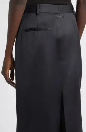 GRACE LING Tailored Stretch Wool Skirt With Angled Hem
