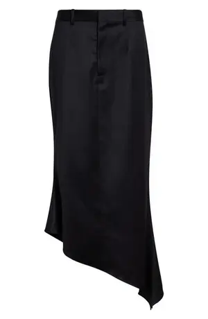 GRACE LING Tailored Stretch Wool Skirt With Angled Hem