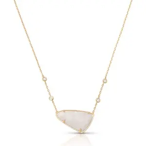 Ettika Geometric Reconstituted Stone Pendant Necklace - Bone