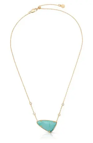 Ettika Geometric Reconstituted Stone Pendant Necklace - Turquoise