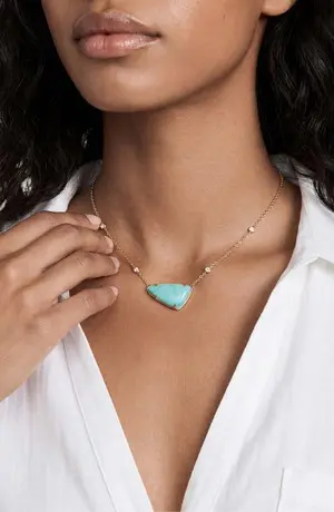 Ettika Geometric Reconstituted Stone Pendant Necklace - Turquoise