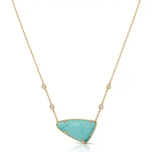 Ettika Geometric Reconstituted Stone Pendant Necklace - Turquoise