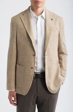 JACK VICTOR Hampton Knit Cotton & Linen Sport Coat - Tan