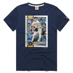HOMAGE Jacob Misiorowski Milwaukee Brewers Topps Baseball Card Tri-blend T-shirt - Navy