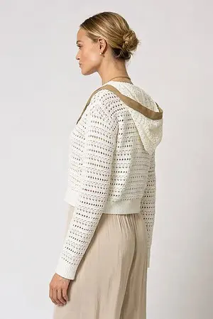 Central Park West Avery Mixed Media Hooded Cardigan