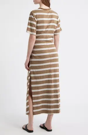 Rag & Bone The Slub Stripe T-shirt Maxi Dress - Brown Multi