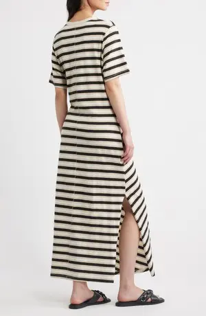 Rag & Bone The Slub Stripe T-shirt Maxi Dress - Cream Multi