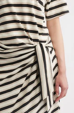 Rag & Bone The Slub Stripe T-shirt Maxi Dress - Cream Multi