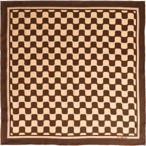 LOST PATTERN Checkerboard Silk Bandana - Coffee