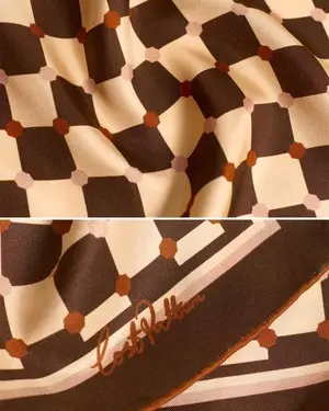 LOST PATTERN Checkerboard Silk Bandana - Coffee