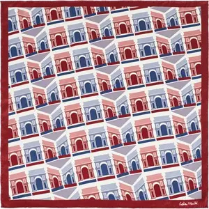 LOST PATTERN Square Arch Print Silk Bandana - Red