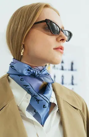 LOST PATTERN Nyc In Sketches Silk Bandana - Blue