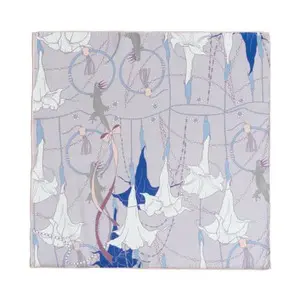 LOST PATTERN Datura Silk Pocket Square - Silver