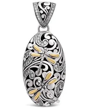 DEVATA Dragonfly Pendant Necklace In Sterling And 18k Gold - Silver