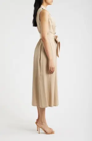 Anne Klein Sleeveless Trench Dress With Brass Buttons