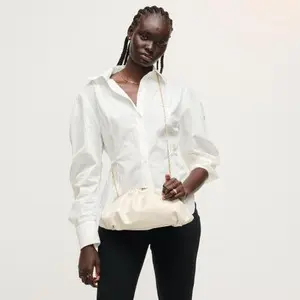 URBAN EXPRESSIONS Jennifer Ruched Vegan Leather Clutch With Chain Strap - Ivory