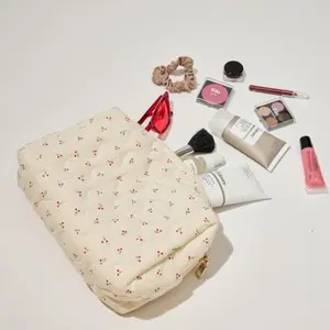 URBAN EXPRESSIONS Quilted Keeper Cosmetic & Travel Organizer Pouch - Cherry