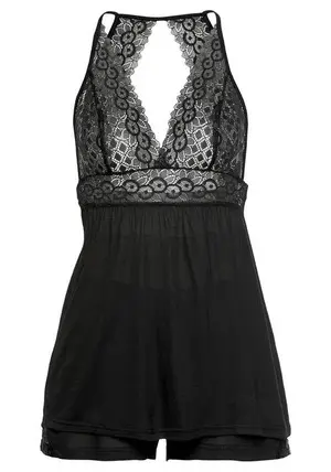 LASCANA Lace V-neck Short Pajama Set