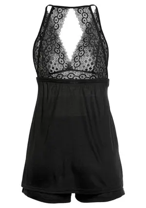 LASCANA Lace V-neck Short Pajama Set