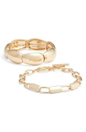 OPEN EDIT Set Of Two Tone Bracelets - Gold