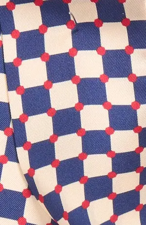 LOST PATTERN Checkerboard Skinny Silk Scarf - Blue