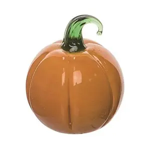 TRANSPAC Mini Glass Pumpkin Figurines Assorted Set Of Three