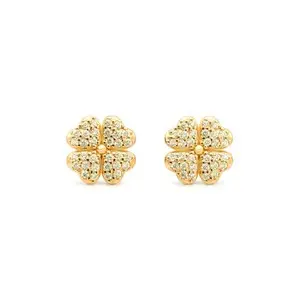 SEVEN SAINTS Peridot Clover Pave Stud Earrings - Gold