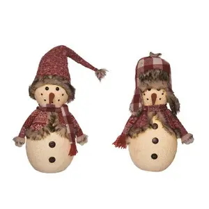 TRANSPAC Plight Up Snowman Set Of 2 Christmas Decorations - Multicolored