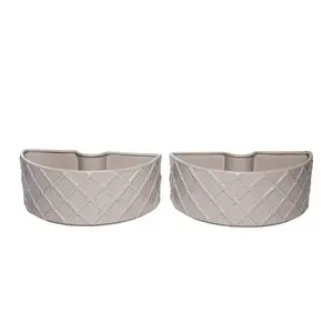 TRANSPAC Dolomite Cream Two Piece Table Planter With Drainage Hole For Spring Garden Decor