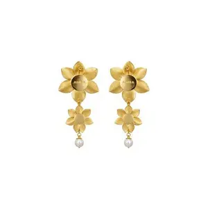 ADIBA Magnolia Bloom Drop Earrings With Pearl