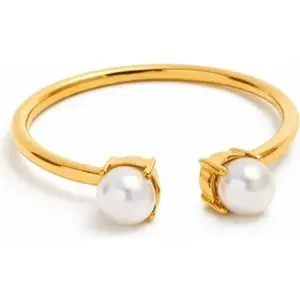 ADIBA Double Pearl 18k Plated Stainless Steel Ring - Gold