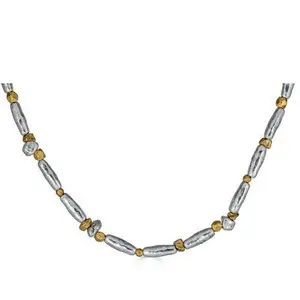 LONI PAUL JEWELRY Mixed Metal Organic Bead Necklace - Silver