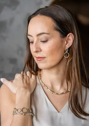 LONI PAUL JEWELRY Mixed Metal Organic Bead Necklace - Silver