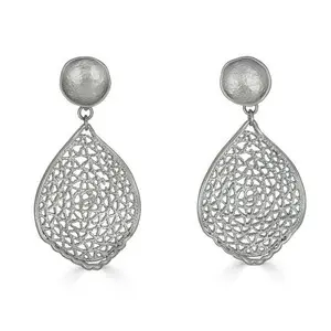LONI PAUL JEWELRY Teardrop Lace Earrings - Silver