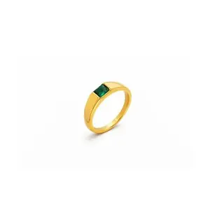 ADIBA Zenith Stainless Steel Plated Ring With Green Zirconia Stone - Gold