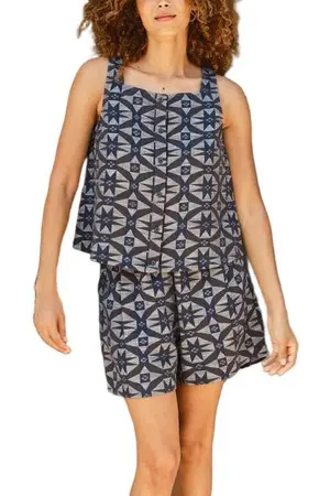 Ace & Jig Anu Square Neck Button-up Tank - Compass