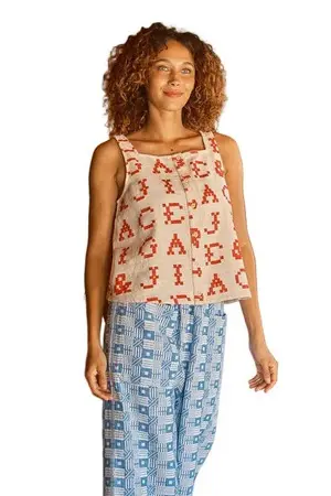 Ace & Jig Anu Button-up Square Neck Tank Top - Monogram