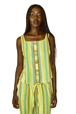 Ace & Jig Anu Button-up Square Neck Tank Top - Wave