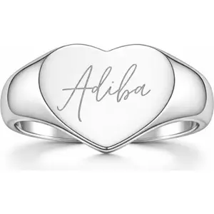 ADIBA Signature Heart Signet Ring - Silver