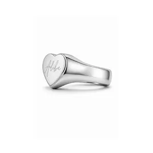ADIBA Signature Heart Signet Ring - Silver