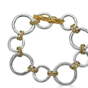 LONI PAUL JEWELRY Mixed Metal Sculpted Circle Link Bracelet - Silver